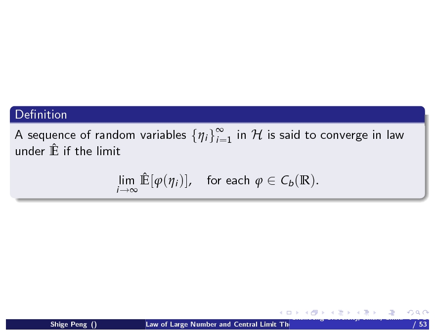 Law of Large Number and Central Limit Theorem under Uncertainty, the ...